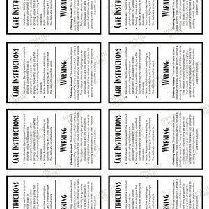 Warning Label | Care Instructions | Printable for Handmade Items ...