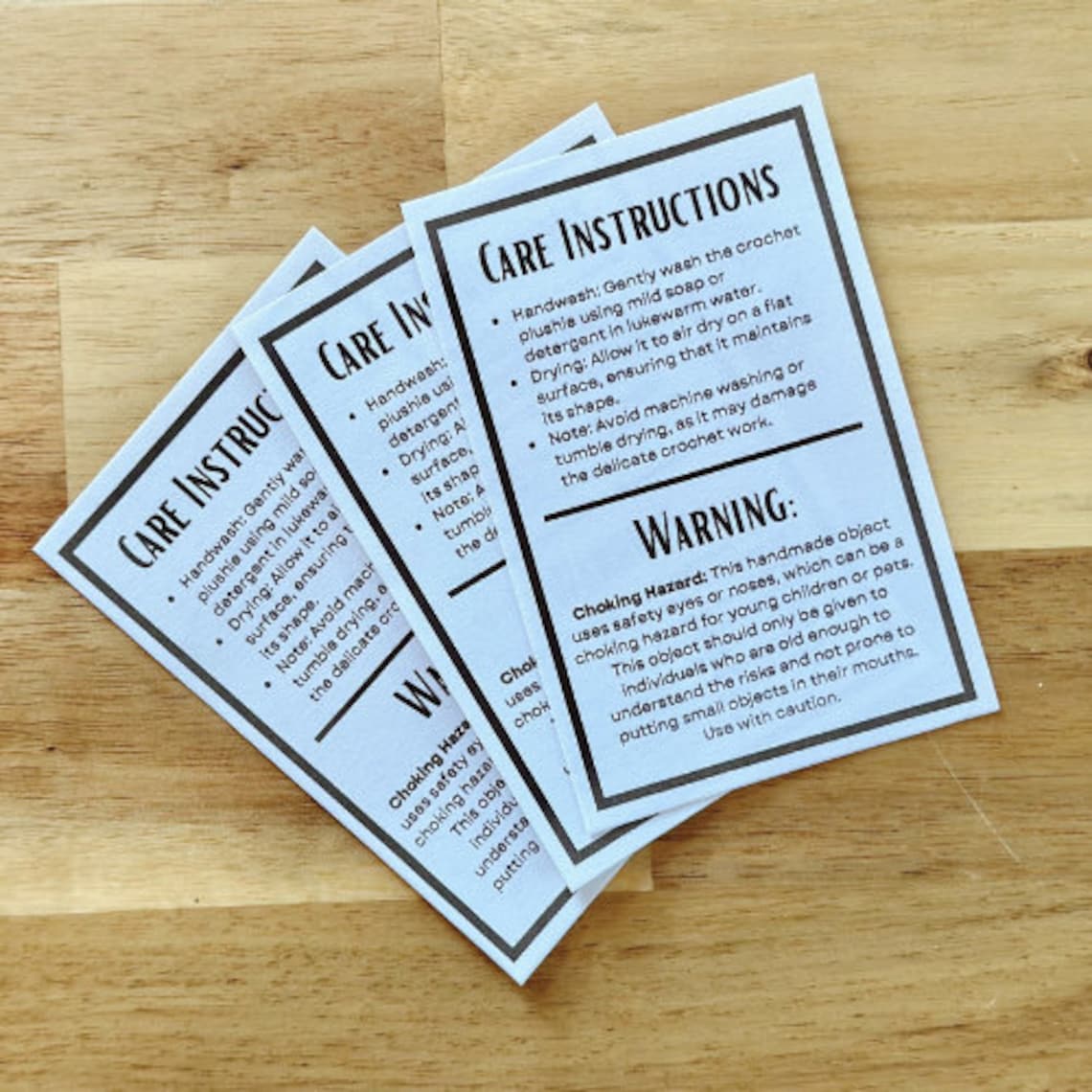 Warning Label | Care Instructions | Printable for Handmade Items ...