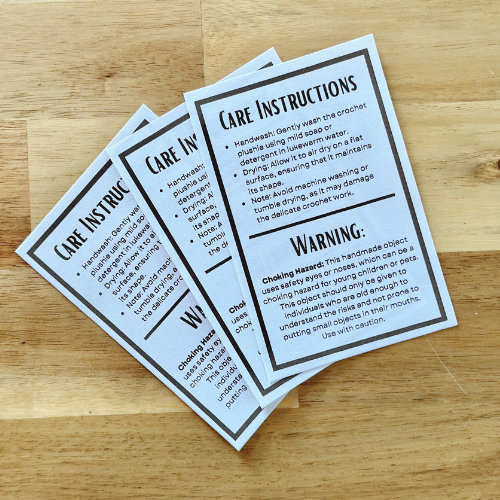 Warning Label | Care Instructions | Printable for Handmade Items ...