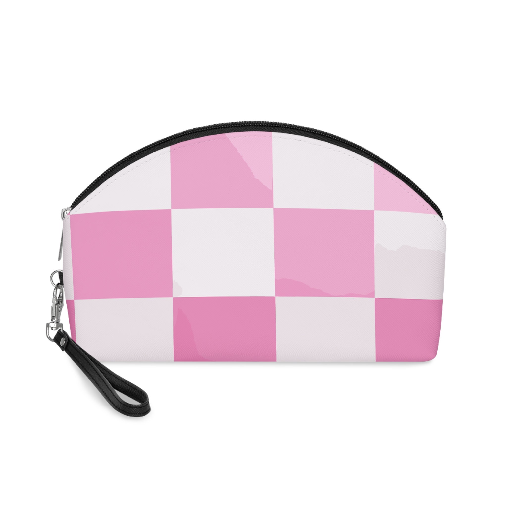 Pink Makeup Bag Pink Checkered Cosmetic Bag Mini Makeup Bag Travel Case ...