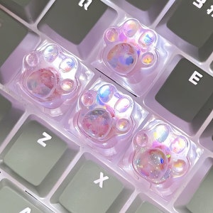 Pink Kitten Paw Transparent Keycap 1 Keycap ABS Artisan Keycap Cute for ...