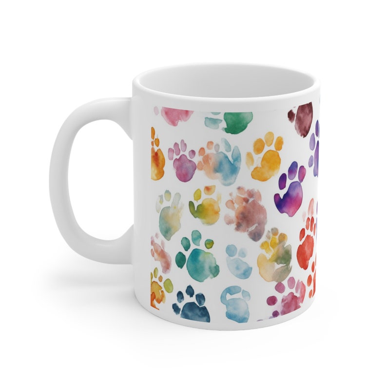 Dog Paw Coffee Mug Colorful Mug Rainbow Paw Print Paws Personalized Mug ...