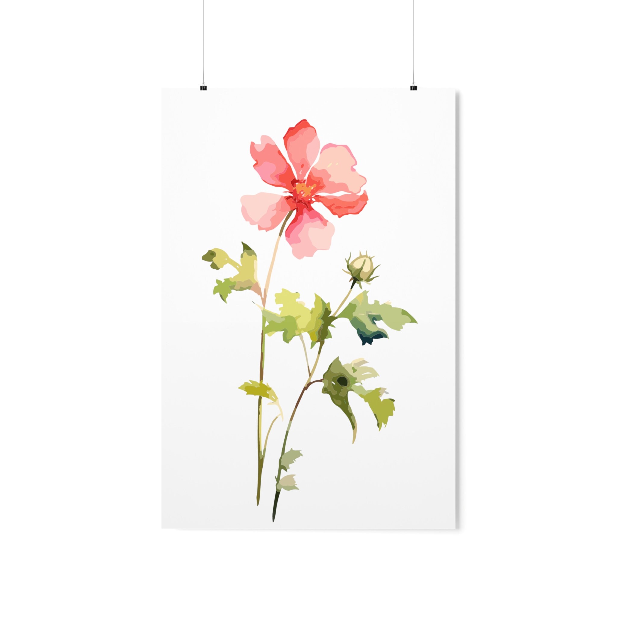 Pink Wildflower Poster Cottagecore Wall Art Home Decor - Etsy