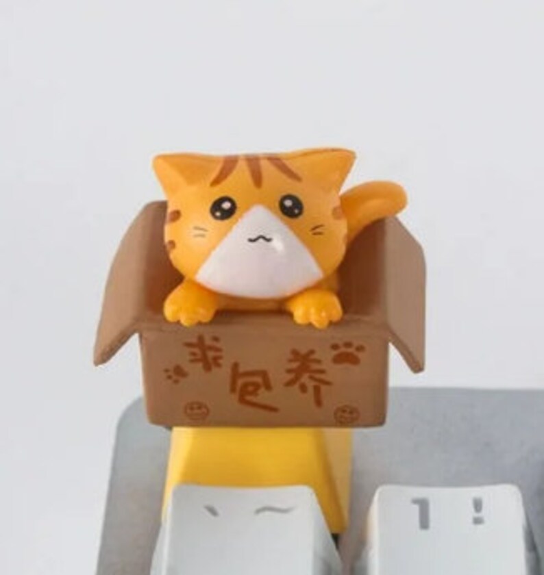 Cute Cat Keycaps Kitty in Box Keycap Kitten Artisan Keycap for ...