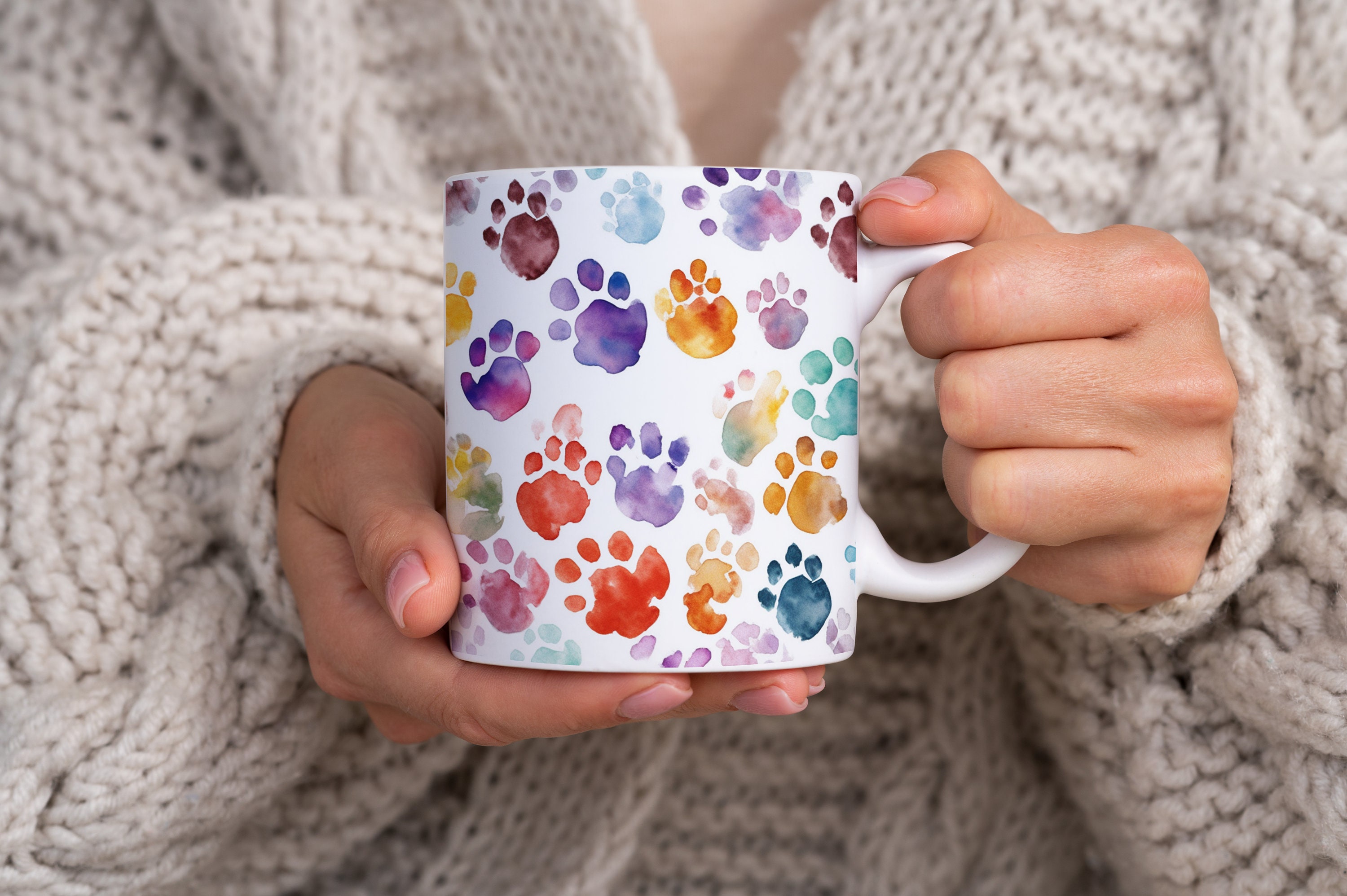 Dog Paw Coffee Mug Colorful Mug Rainbow Paw Print Paws Personalized Mug ...