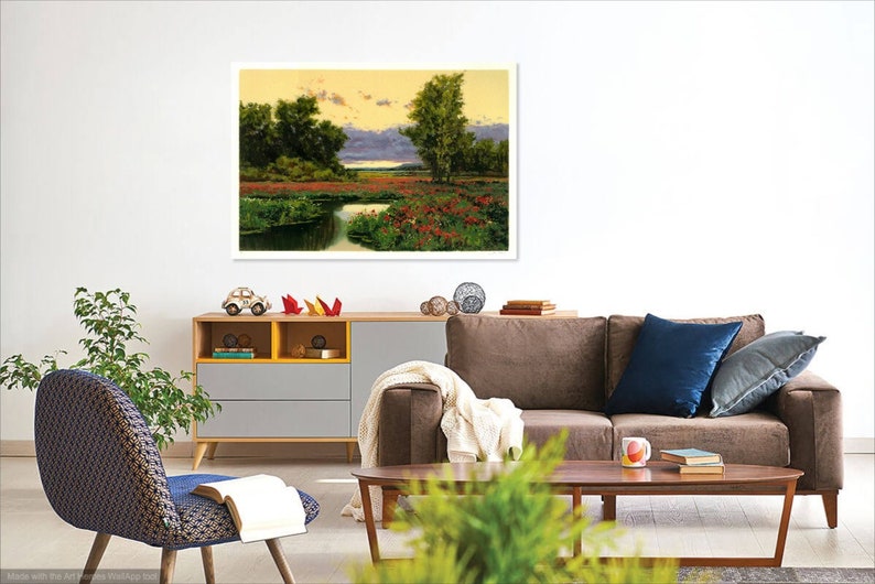 Crimson Inlet by Joan Colomer, Landscape Painting, Fine Art Print - Etsy