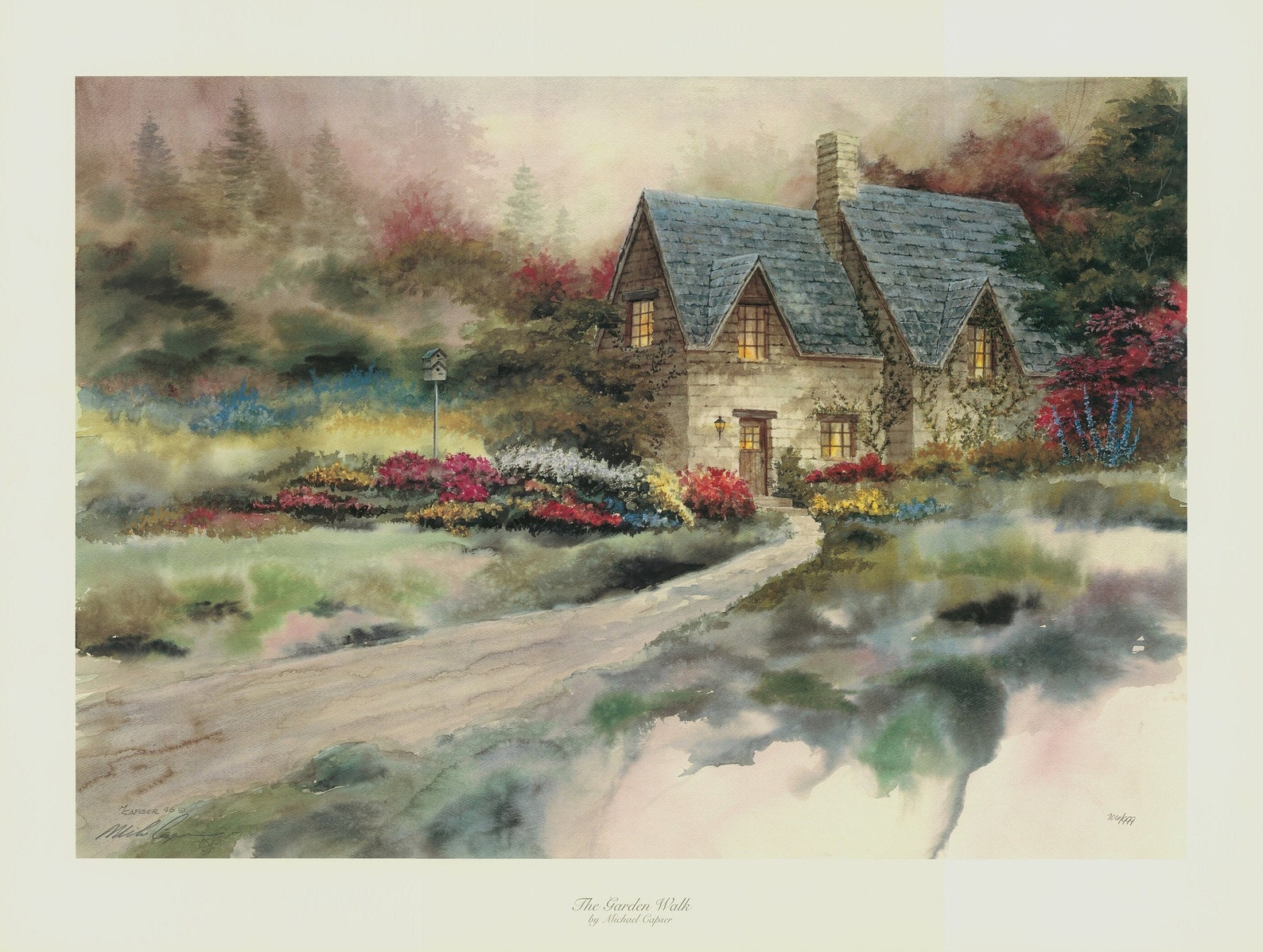 Michael Casper's "the Garden Walk" Limited Edition Lithograph, Signed ...