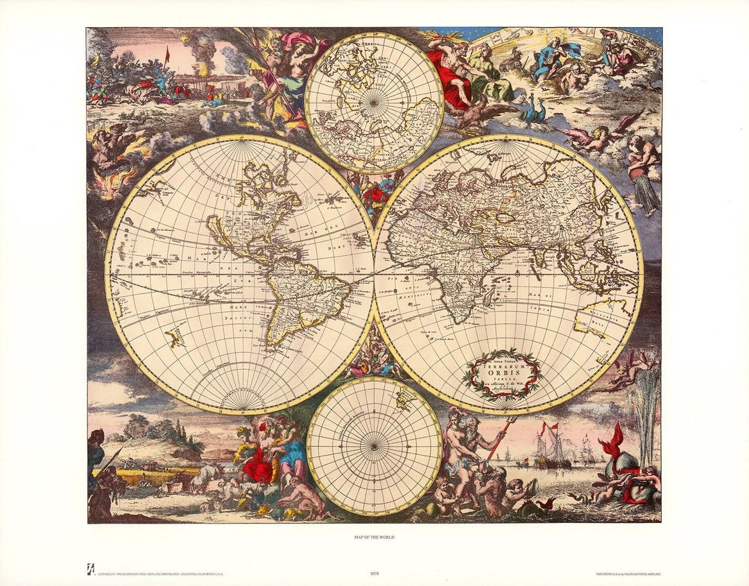 Map of the World, 1993 Fine Art Print, Vintage - Etsy