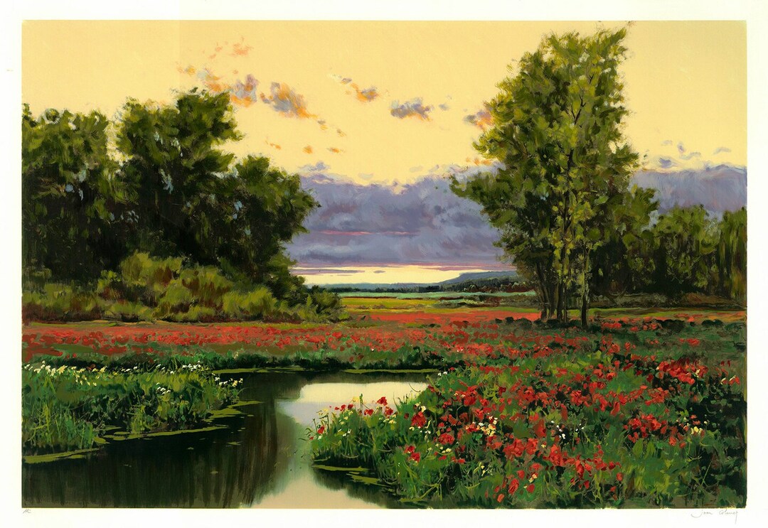 Crimson Inlet by Joan Colomer, Landscape Painting, Fine Art Print - Etsy