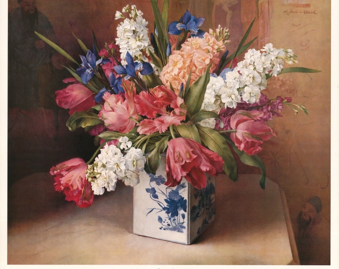 Tulips and Stock by F. Julia Bach, 1996. Fine Art Print, Oil Painting ...