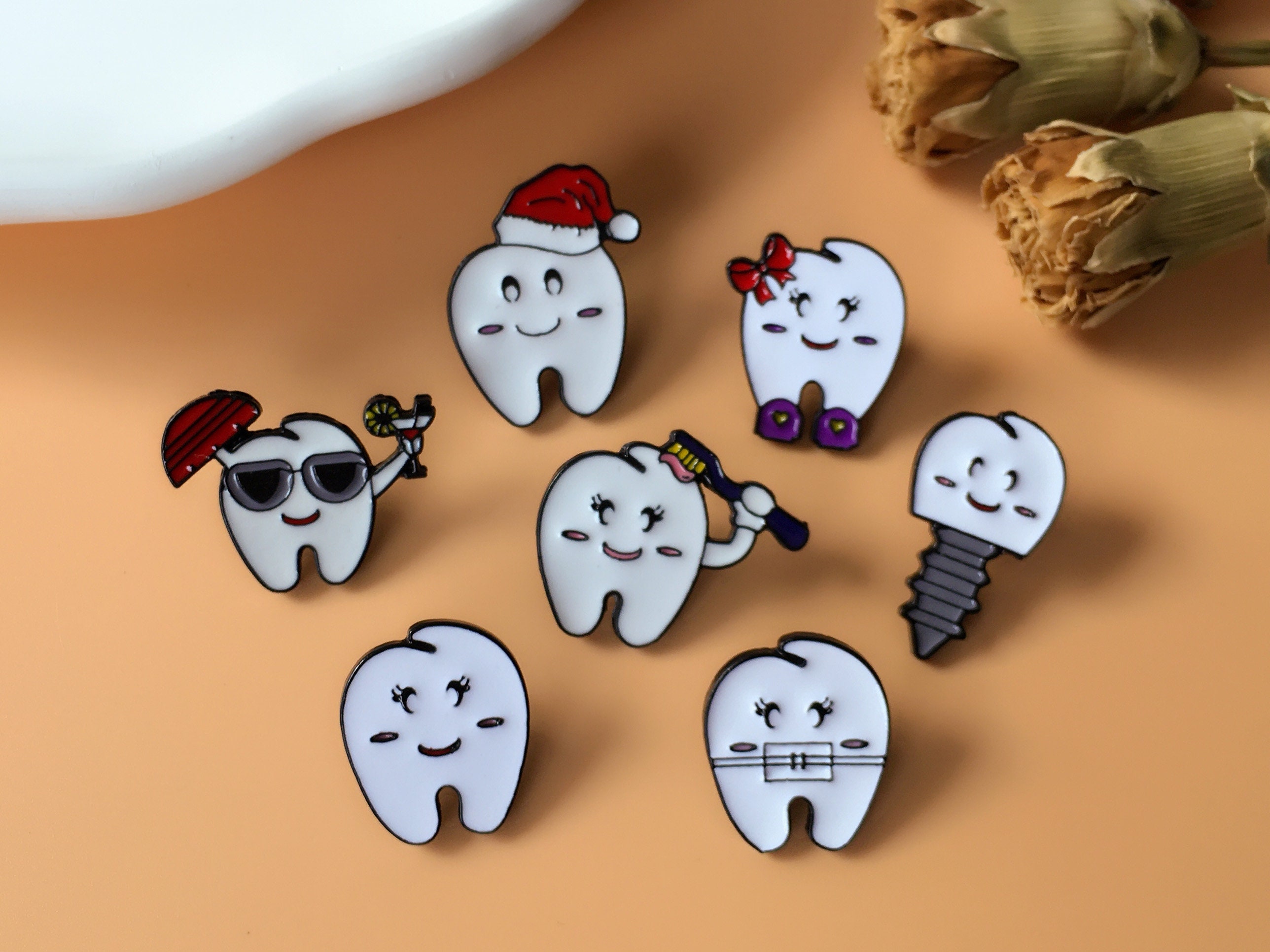 Tooth Dental Health Enamel Pin Dentist Badge Display Lapel Pin Collar ...