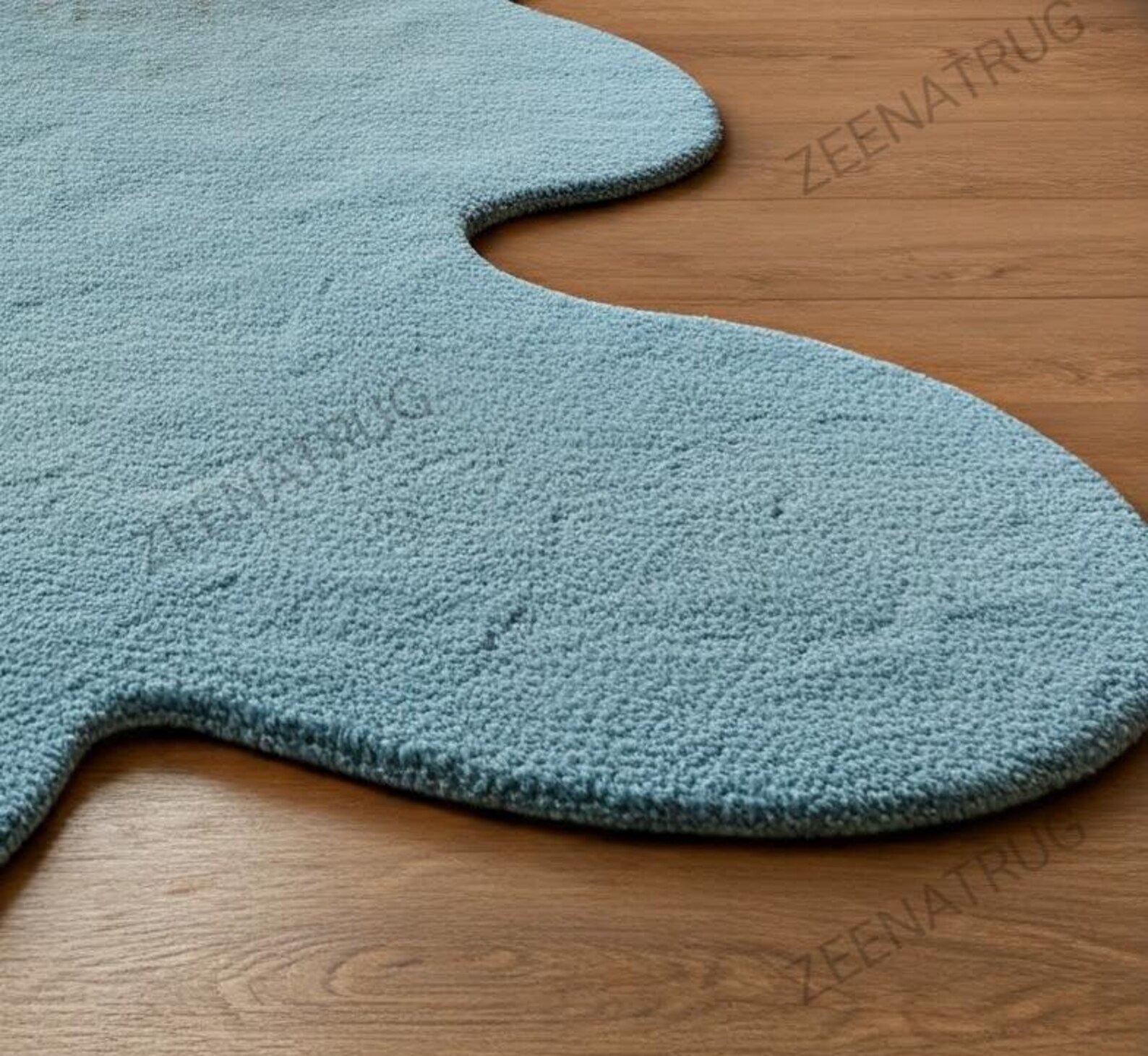Hand Tufted Organic Wool Amoeba Rug Serenity Color Irregular Shape 8x10 ...