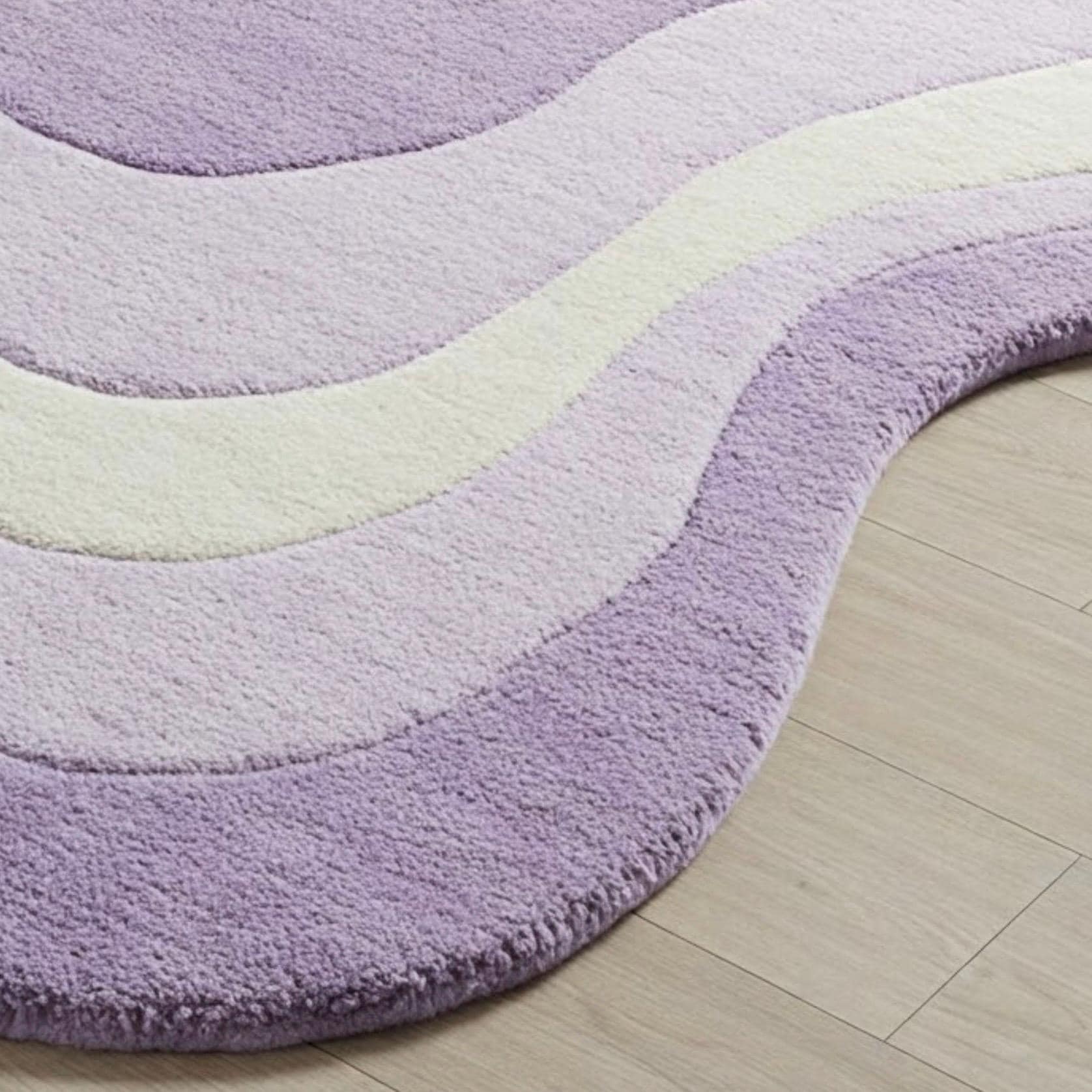 Lavender Serenity Wool Rug Unique Hand-tufted Abstract Irregular Shape ...