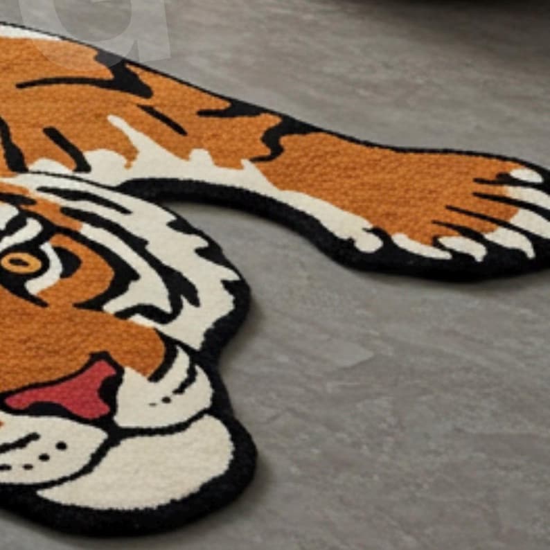 Tiger Rug, Large Animal Print Area Rug for Living Room, Hand-tufted ...
