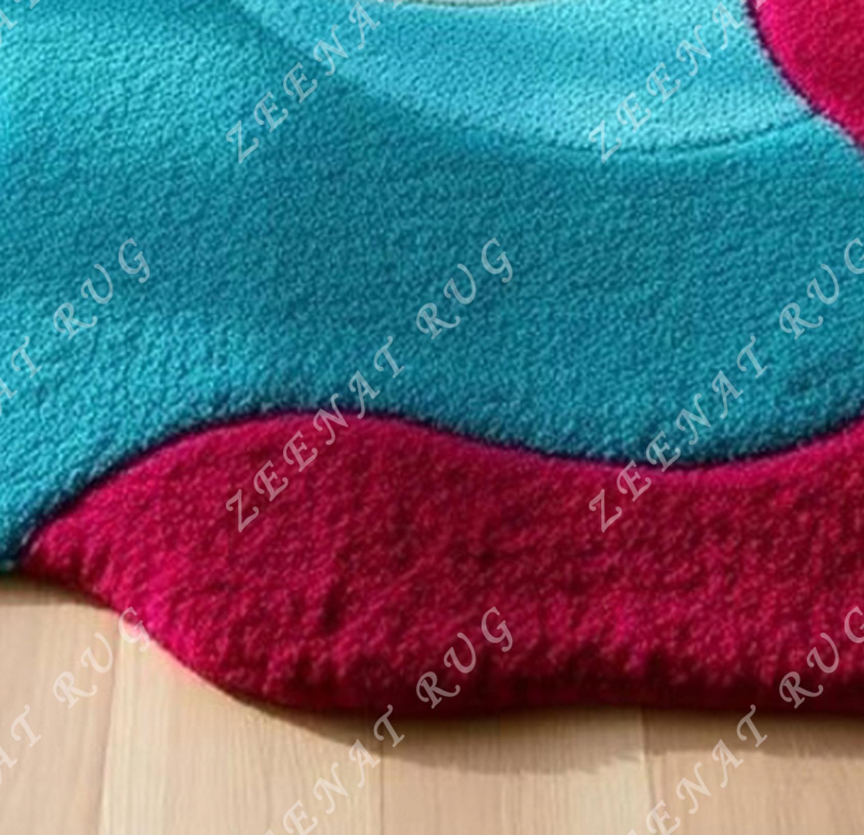 Multicolored Ocean Waves Hand-tufted Wool 8x10 Custom Area Rug for ...