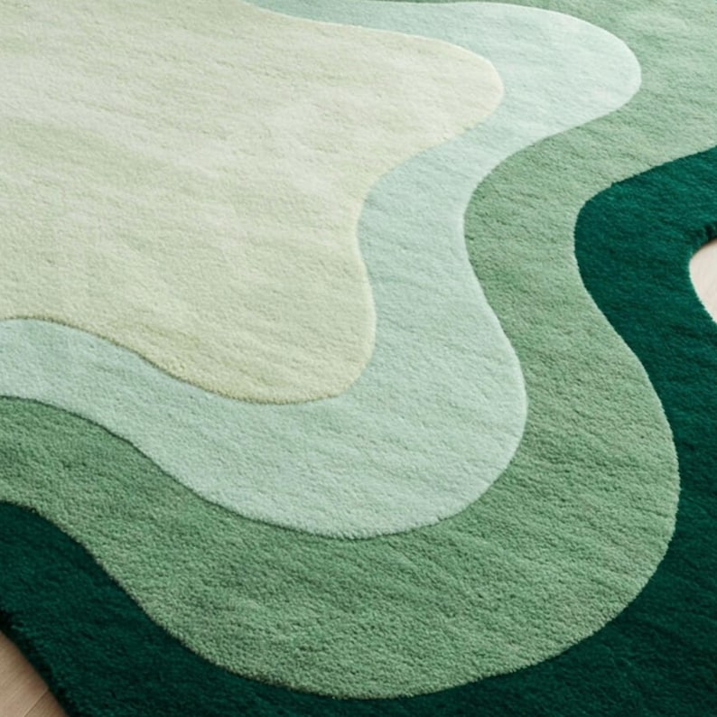 Hand-tufted Wool Area Rug Verdant Bloom Lush Irregular Shaped Rug ...