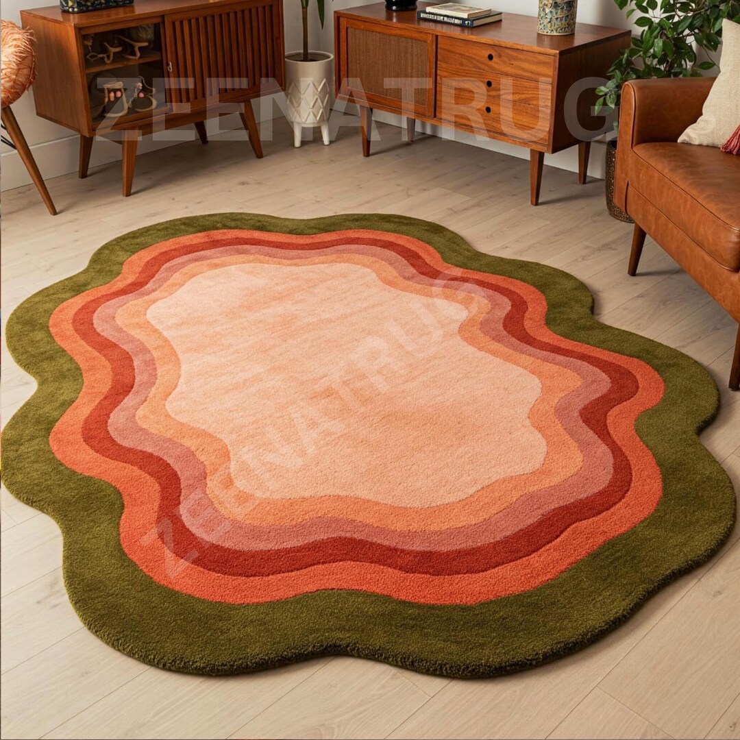 Sunset Canyon Hand-tufted Wool Rug Warmth and Organic Flow Irregular ...
