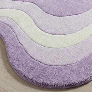 Lavender Serenity Wool Rug Unique Hand-tufted Abstract Irregular Shape ...