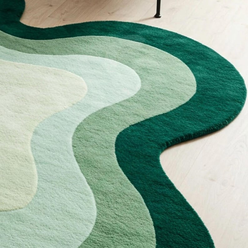 Hand-tufted Wool Area Rug Verdant Bloom Lush Irregular Shaped Rug ...