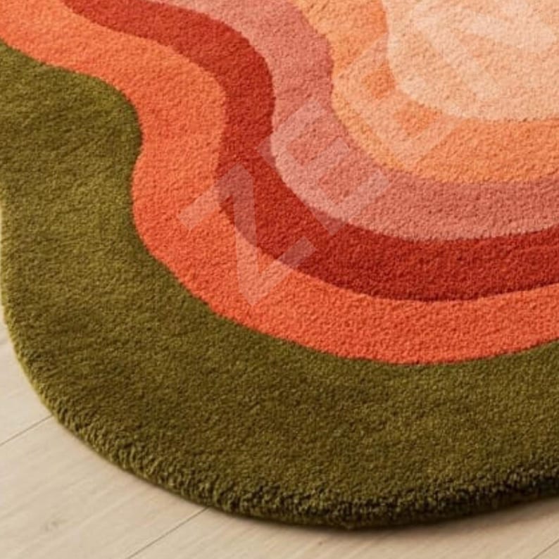 Sunset Canyon Hand-tufted Wool Rug Warmth and Organic Flow Irregular ...