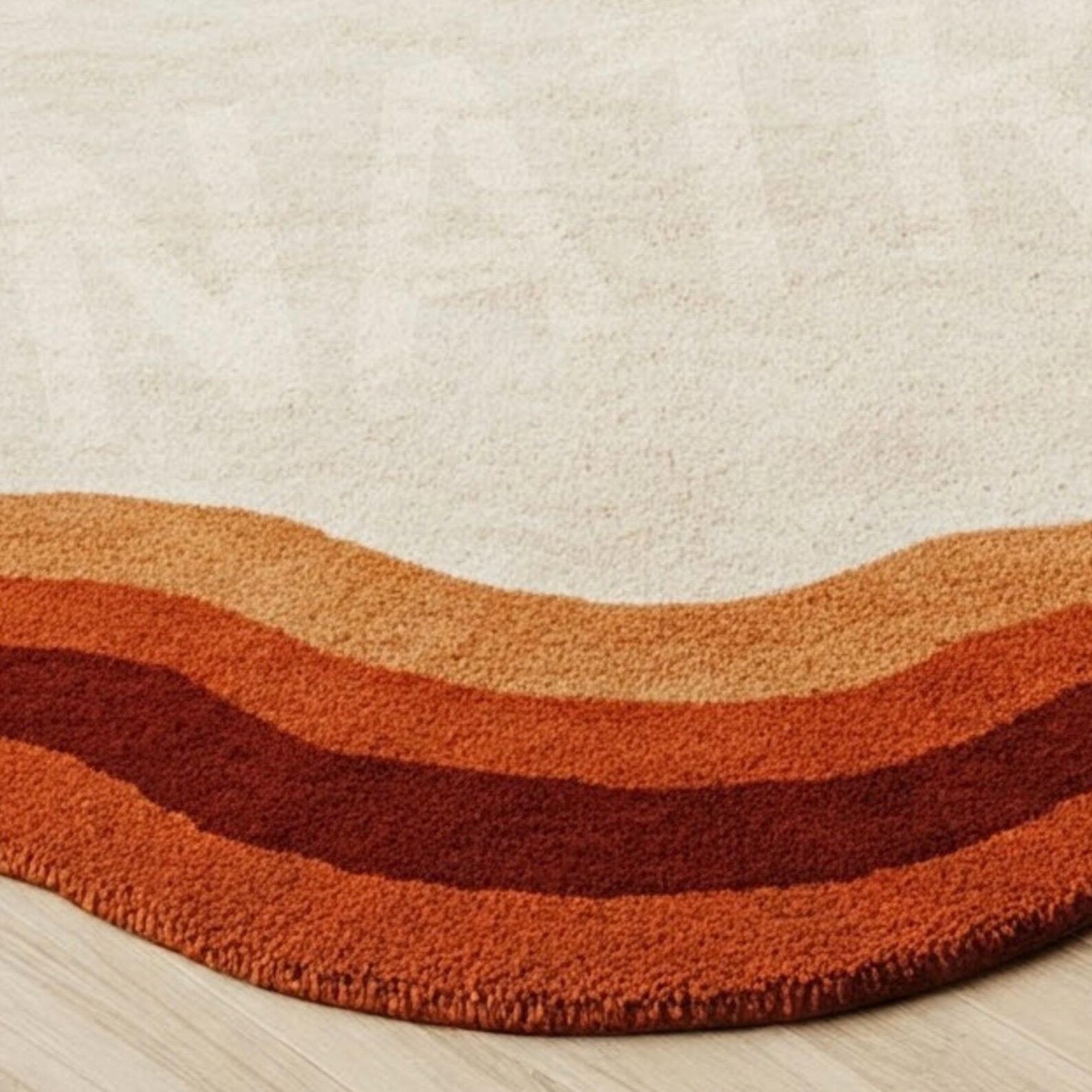 Retro Ripple Hand-tufted Wool Area Rug in Earthy Terracotta Tones ...