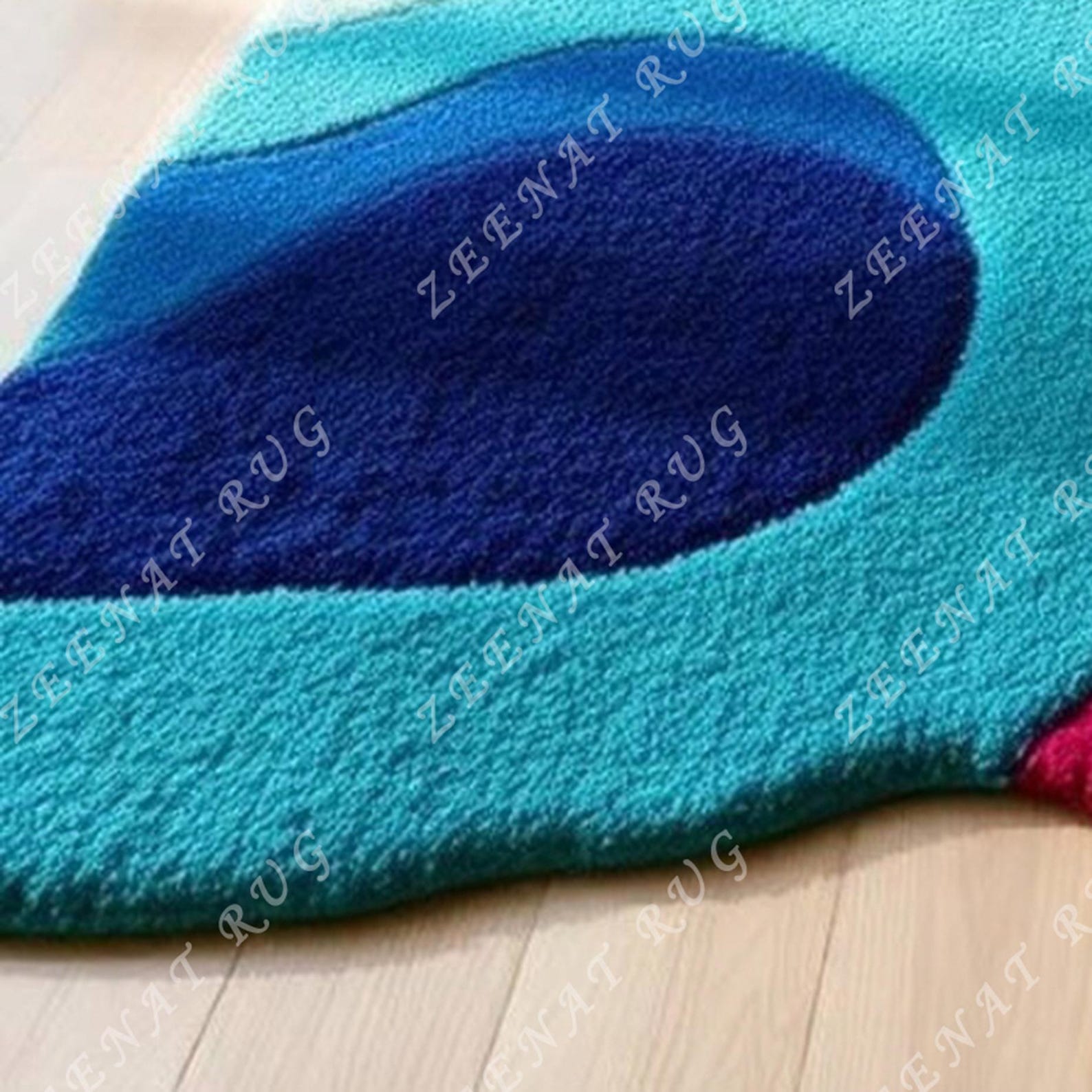 Multicolored Ocean Waves Hand-tufted Wool 8x10 Custom Area Rug for ...