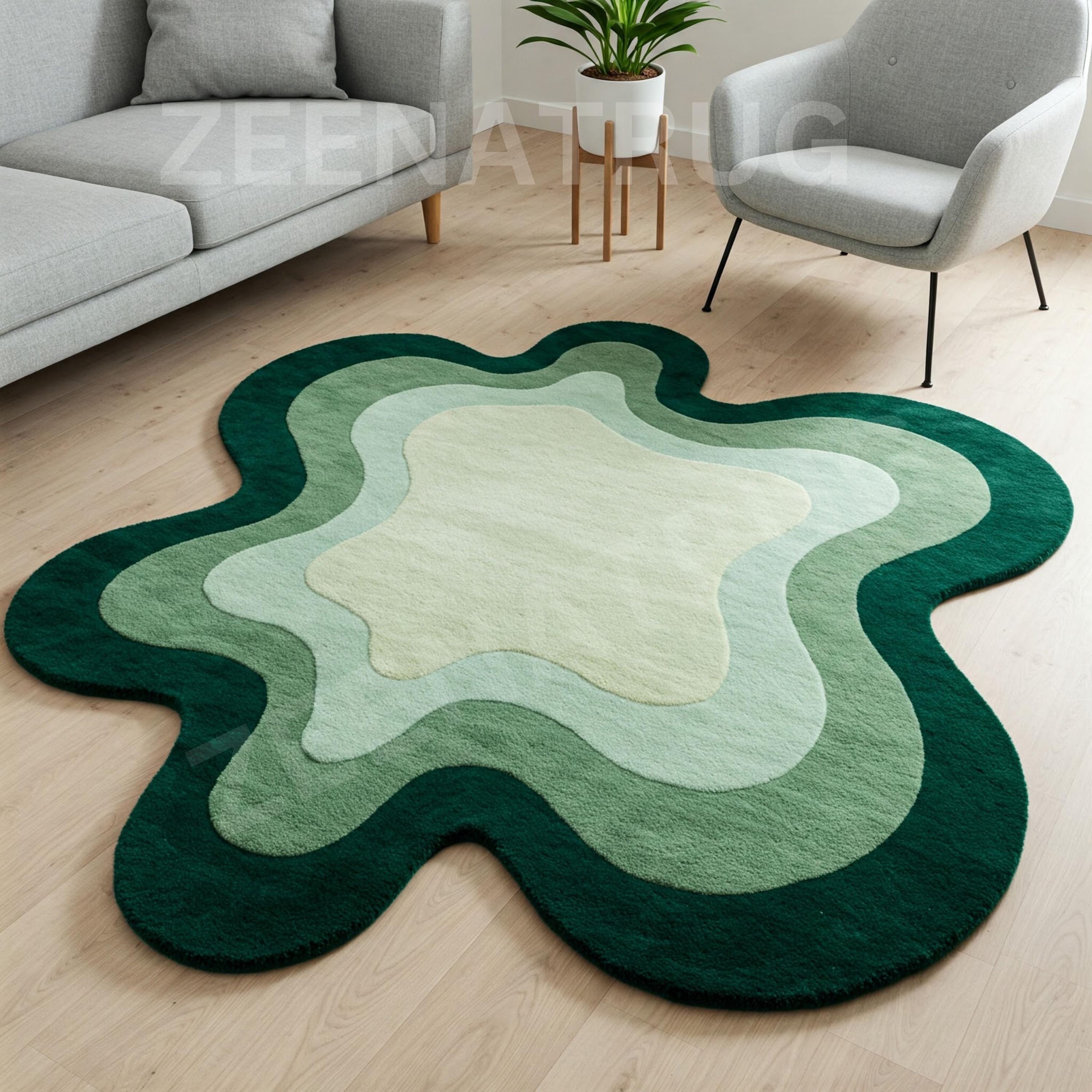 Hand-tufted Wool Area Rug Verdant Bloom Lush Irregular Shaped Rug ...