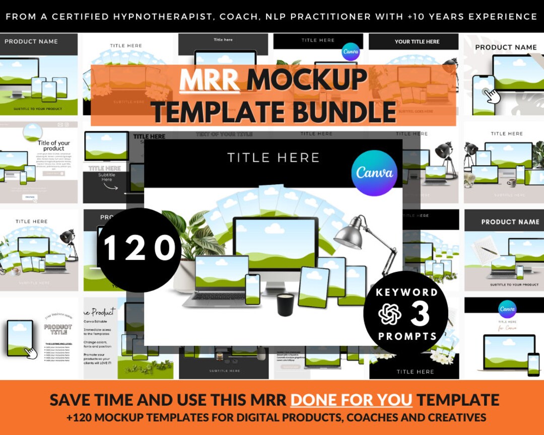 Canva Mockup Editable Templates Bundle MRR Digital Product Scenes With ...