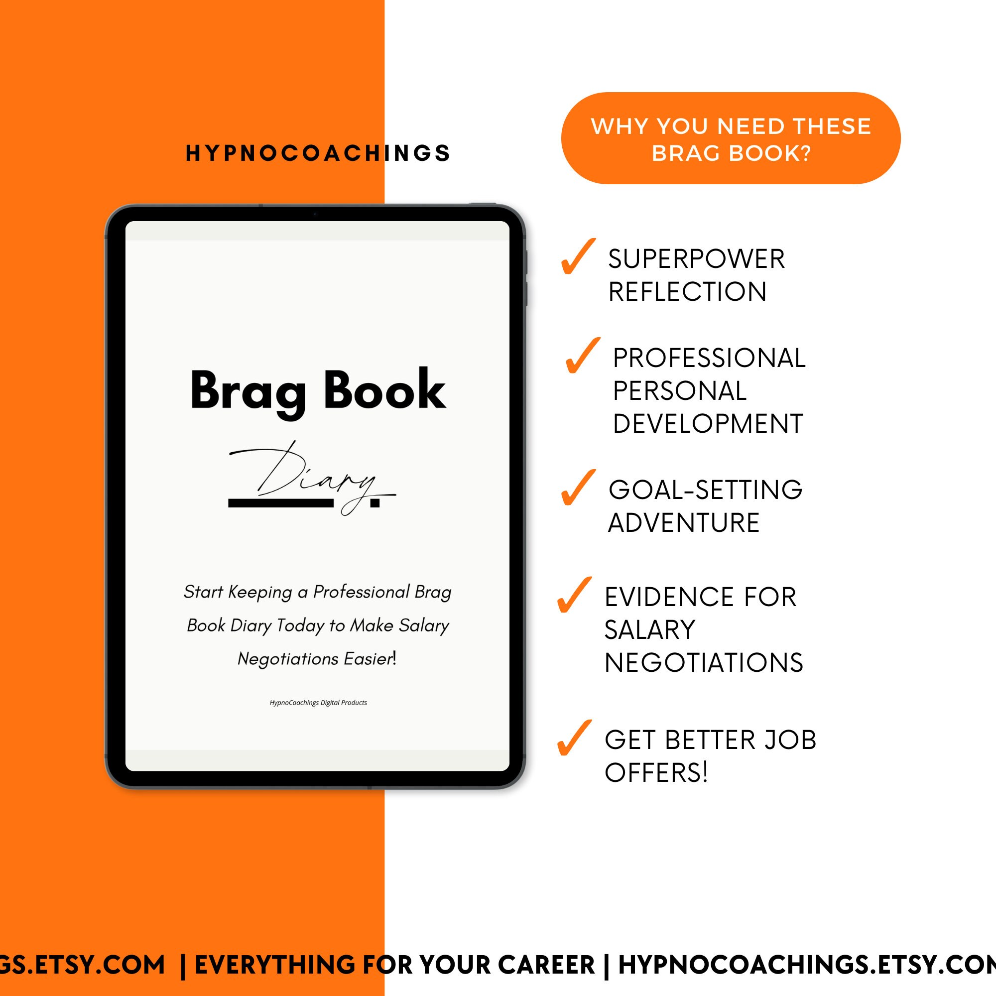 Professional Brag Book, Career Goals Tracker, Professional Development ...