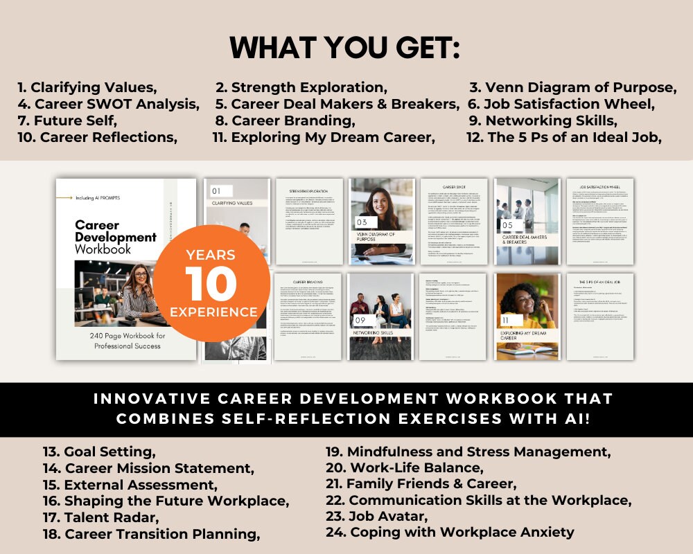 Career Development Workbook: 240-page Professional Growth Planner ...