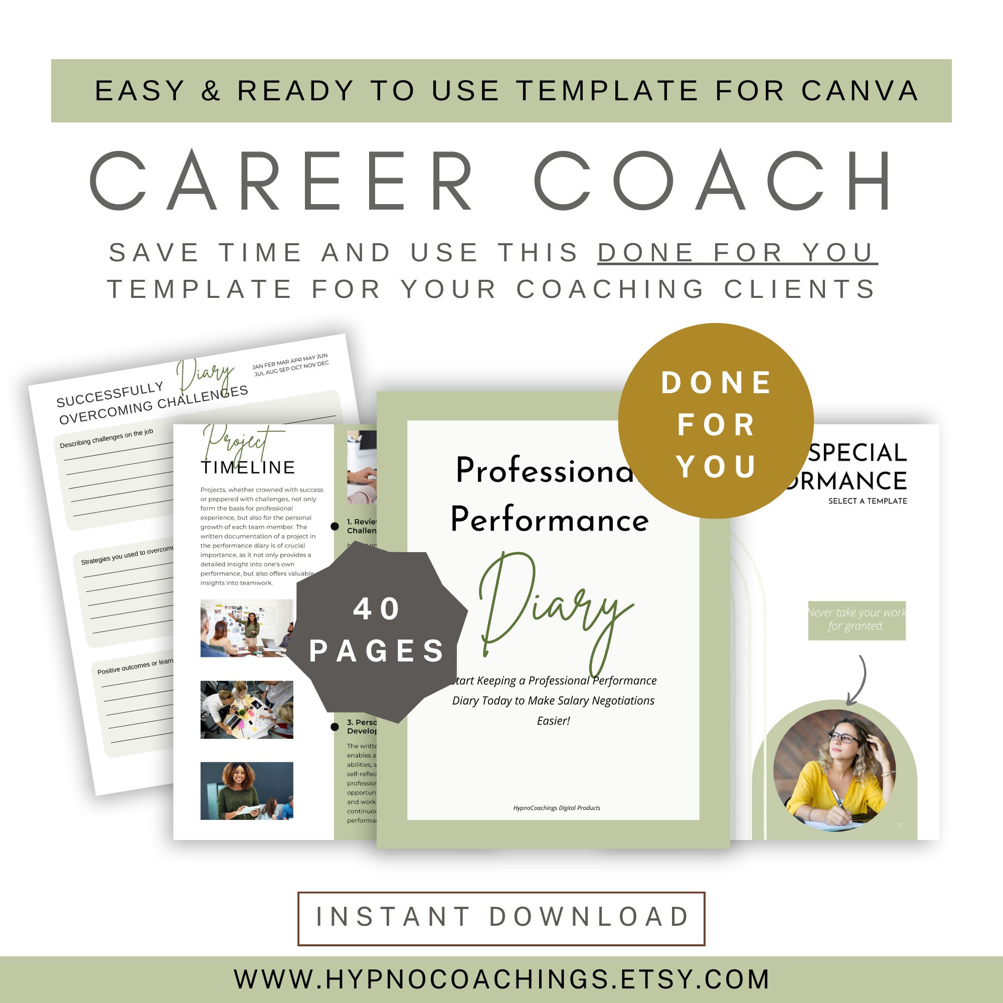 Template Canva Editable Career Worksheets Printable Digital Coach ...