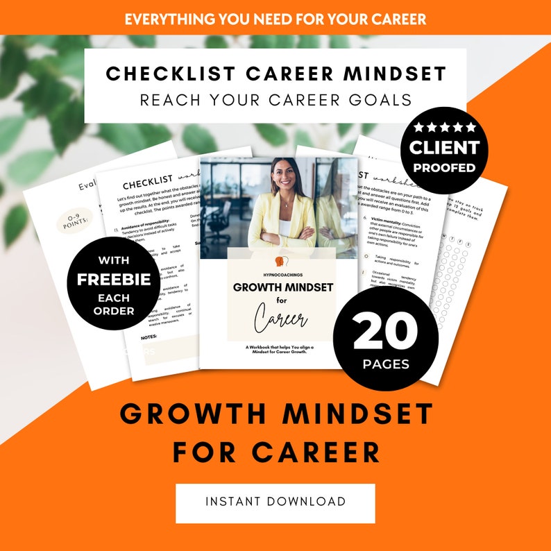 Instant Download for Growth Mindset Career Worksheets and Personal Development With Habit ...