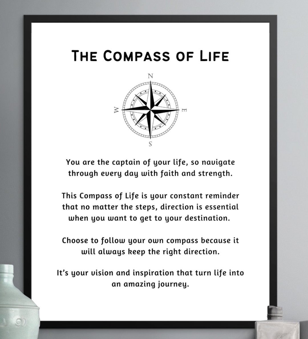 The Compass of Life Motivational Poster DIGITAL Wall Art Instant ...