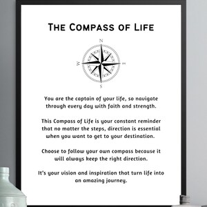 The Compass of Life Motivational Poster DIGITAL Wall Art Instant ...