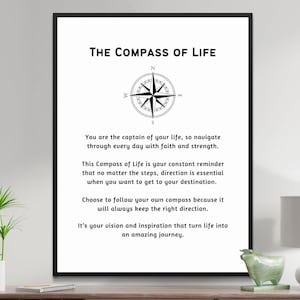 The Compass of Life Motivational Poster DIGITAL Wall Art Instant ...