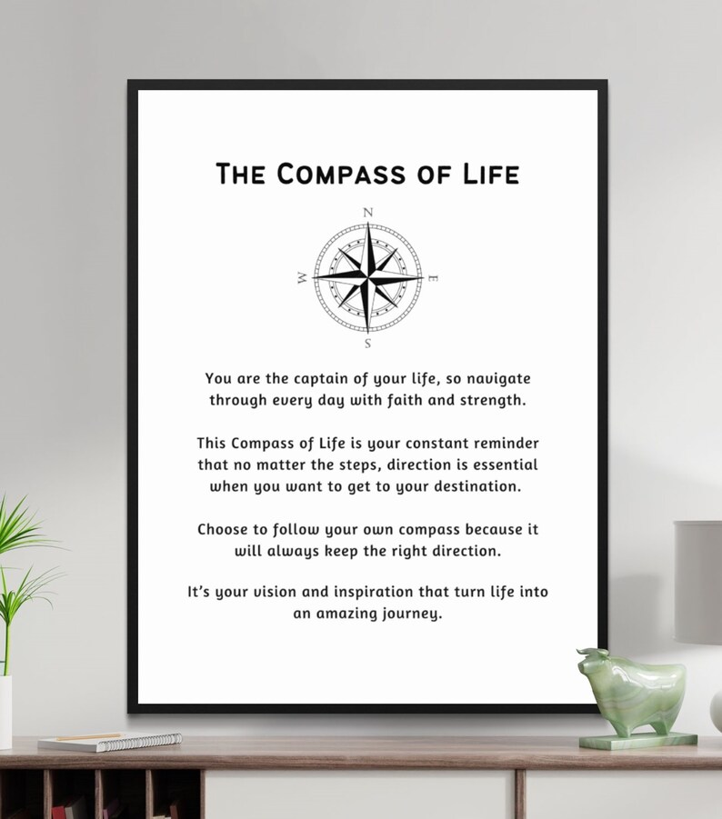 The Compass of Life Motivational Poster DIGITAL Wall Art Instant ...