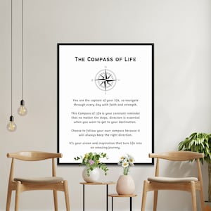 The Compass of Life Motivational Poster DIGITAL Wall Art Instant ...