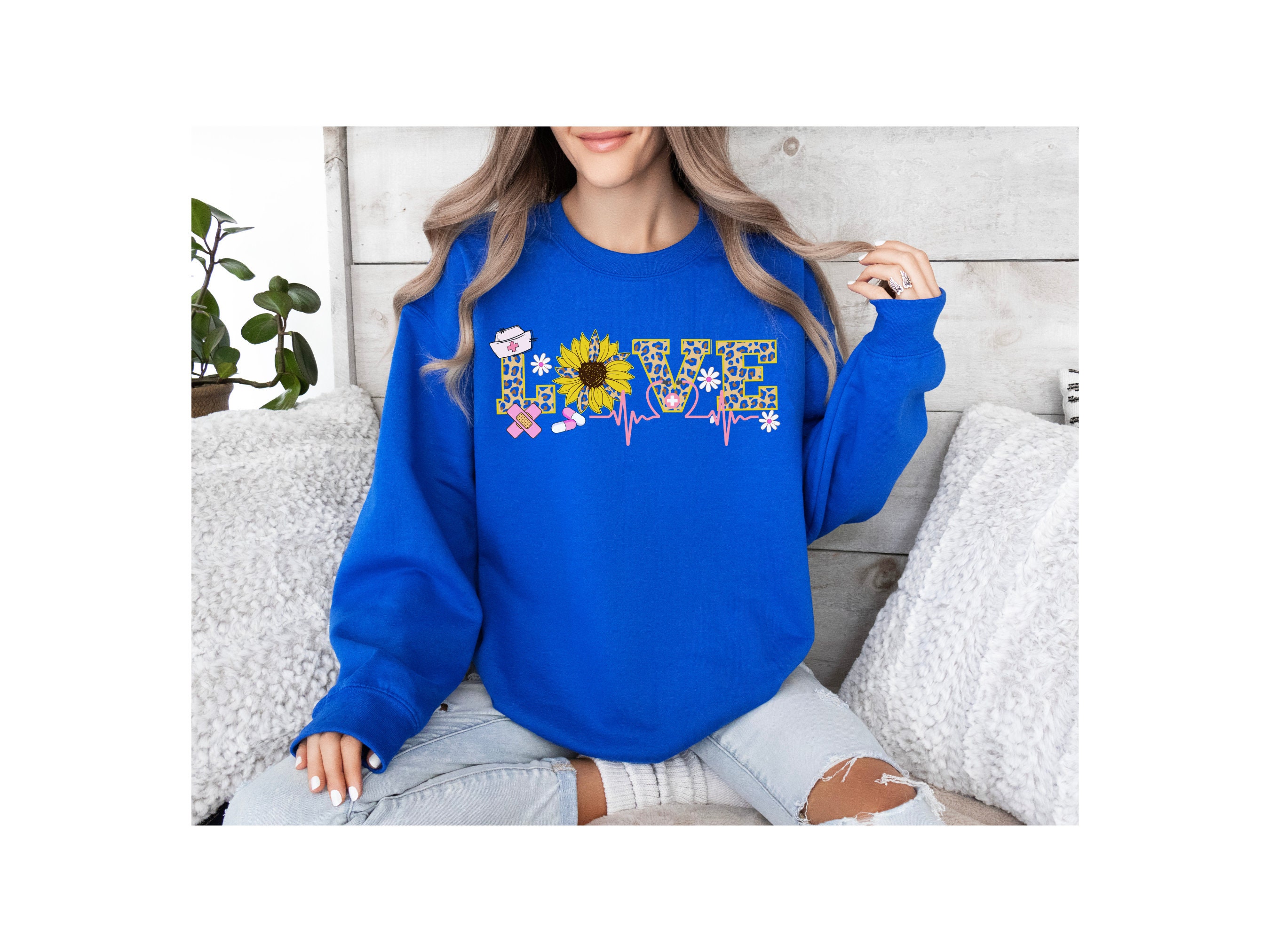 Nurse Leopard Print Sweatshirt, Rn Sweater, Cute Nurse Leopard Design ...