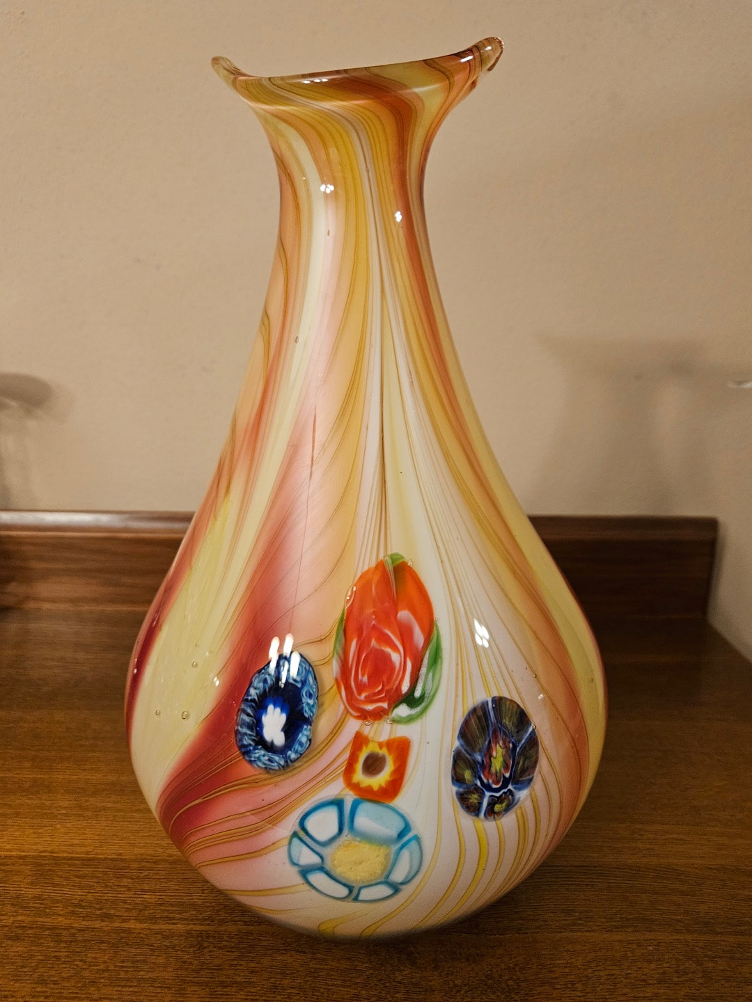 Murano Style Glass Vase Multi Color Glass Vase - Etsy