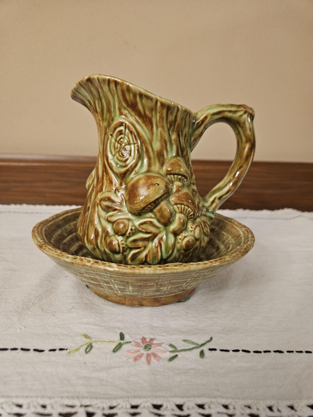 Vintage Mini Pitcher and Bowl Oak Tree With Oak Leaves Acorns and ...