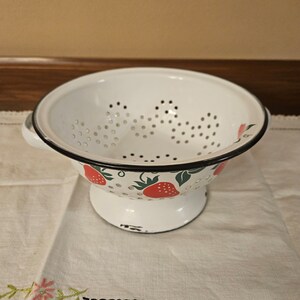 Vintage Enamel Colander Strawberry Pattern - Teleflora - Etsy