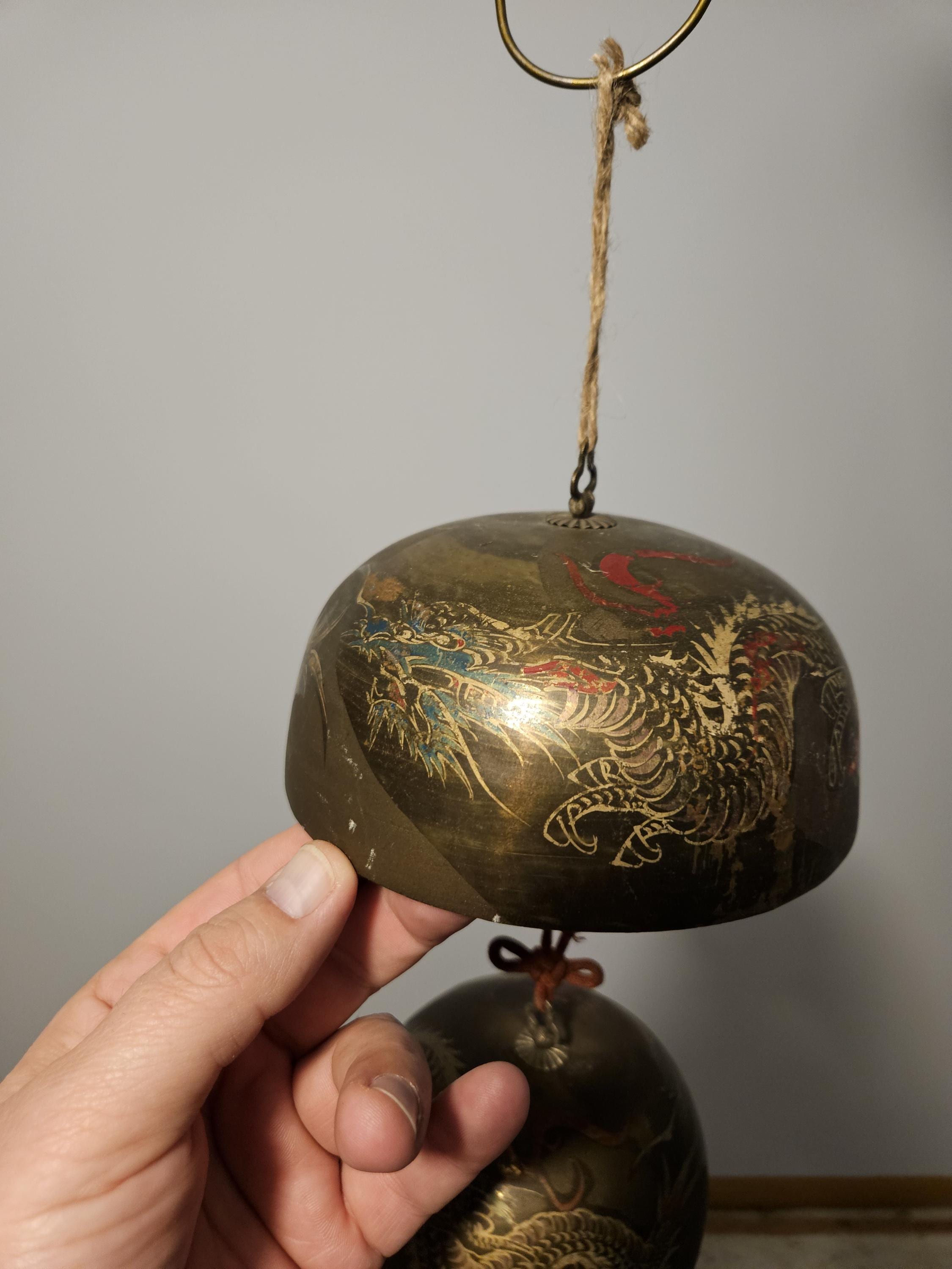Antique Japanese Temple Bells, 5 Tier With Dragans Painted on Each Bell ...