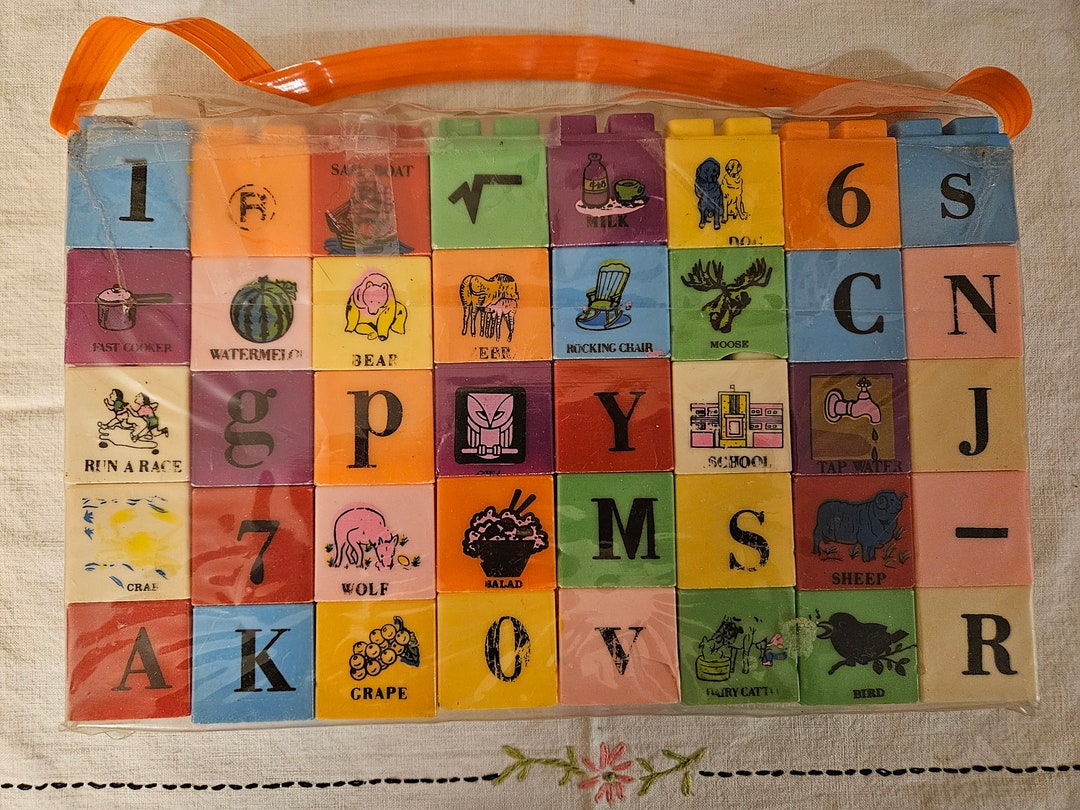Vintage Plastic Alphabet Blocks - Learning & Decorative - Etsy