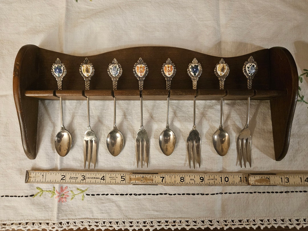 Vintage Fork and Spoon Set Made in Japan With Wall Display Case - Etsy