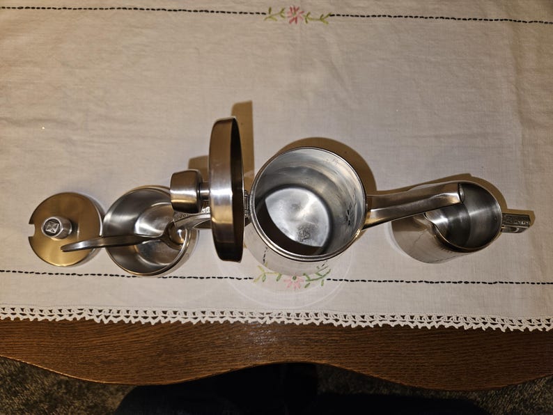 Vintage Regal Stainless Steel Coffee Pot, Creamer, Sugar & Spoon Set - Etsy