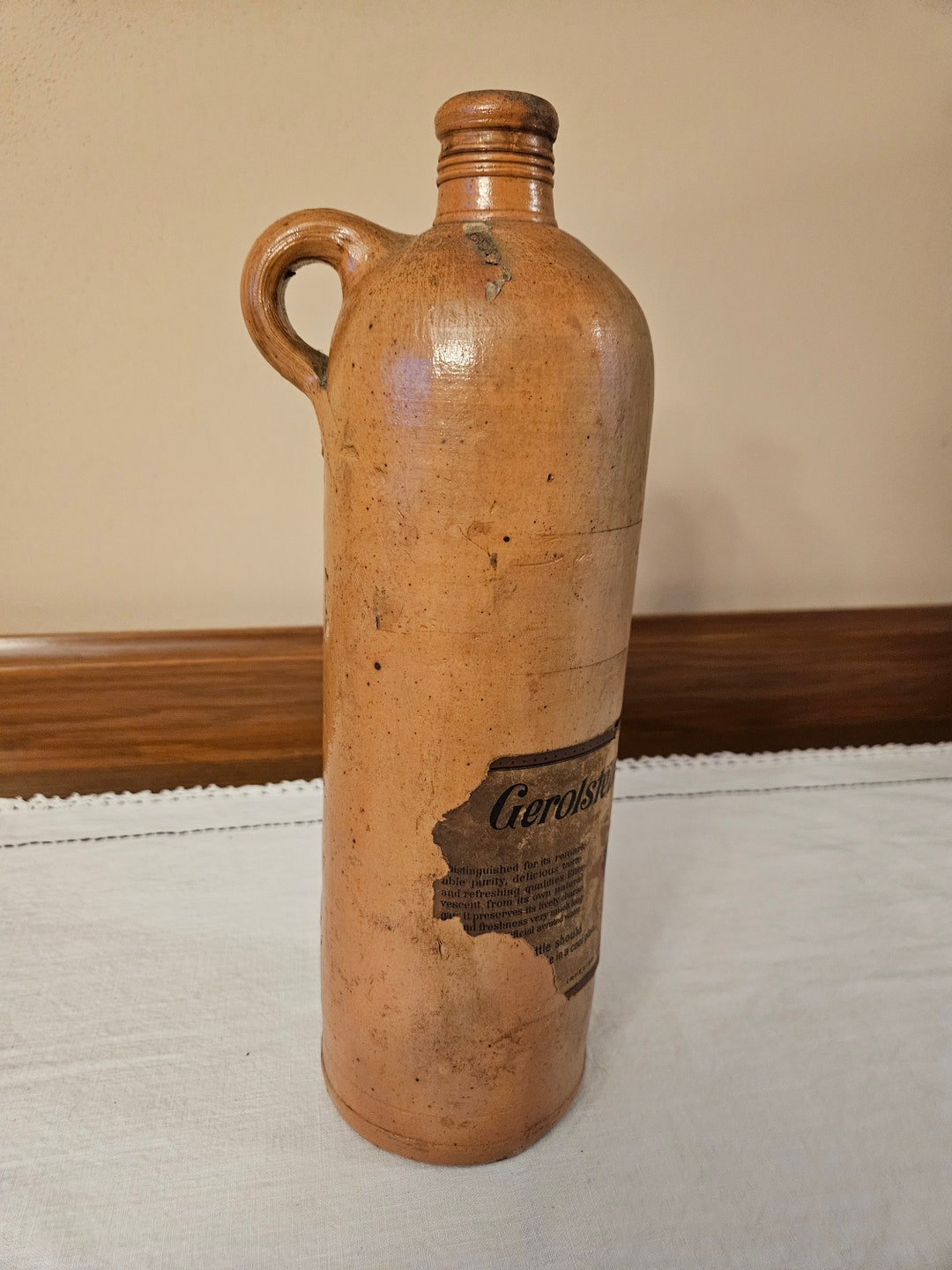 Antique Stoneware Mineral Water Bottle. Gerolsteiner Sprudel Rhenish ...