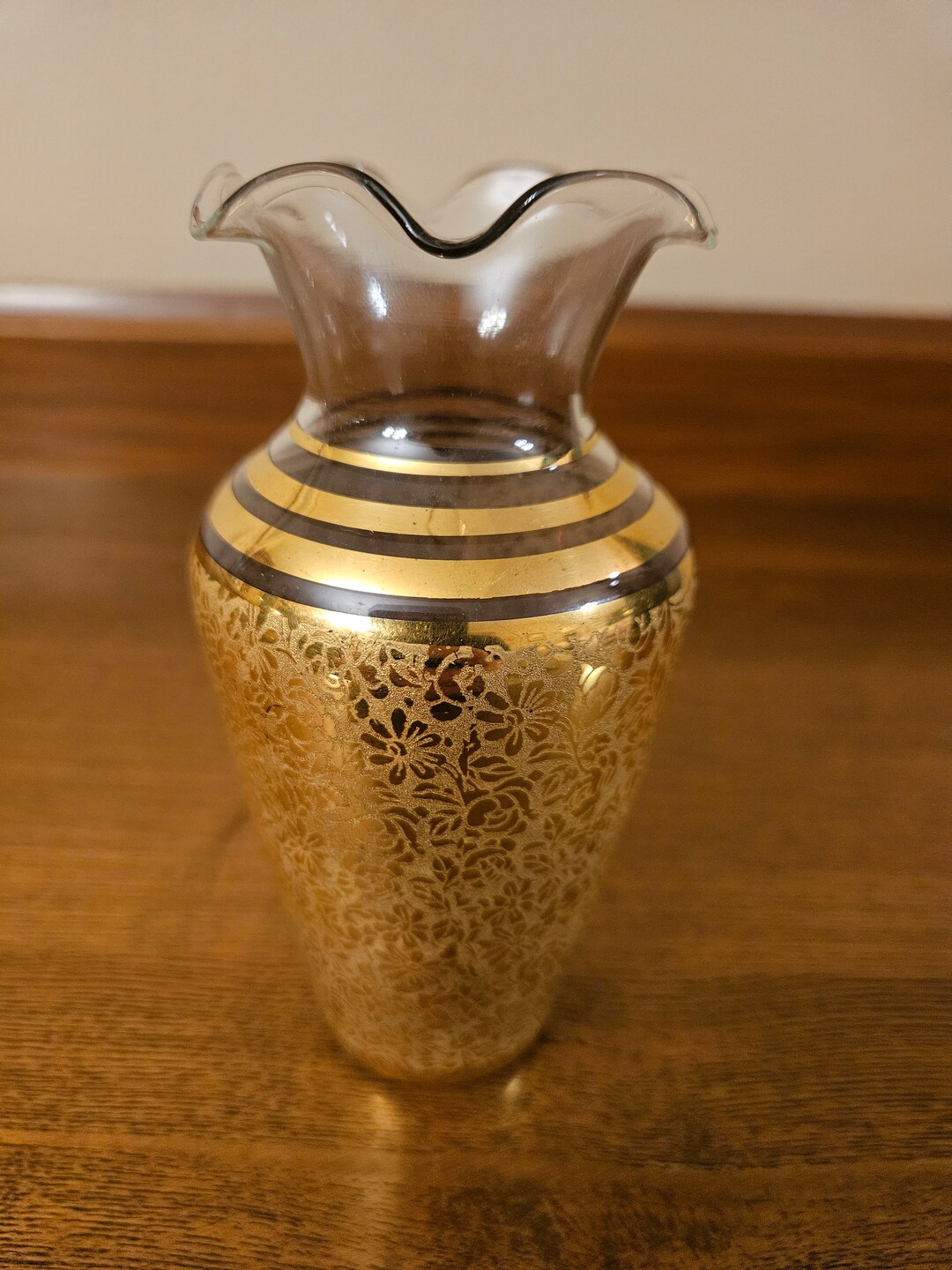 Vintage Ransgil Gold Vase With Gold Rose Floral Design. - Etsy