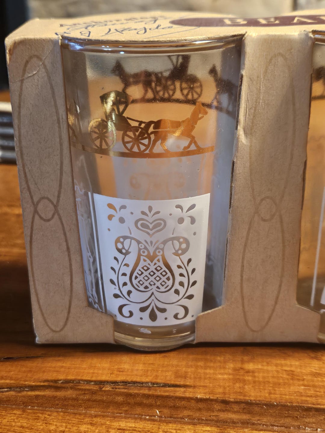 Vintage Set of 4 Anchor Hocking Glasses Pennsylvania Dutch Amish Butter ...