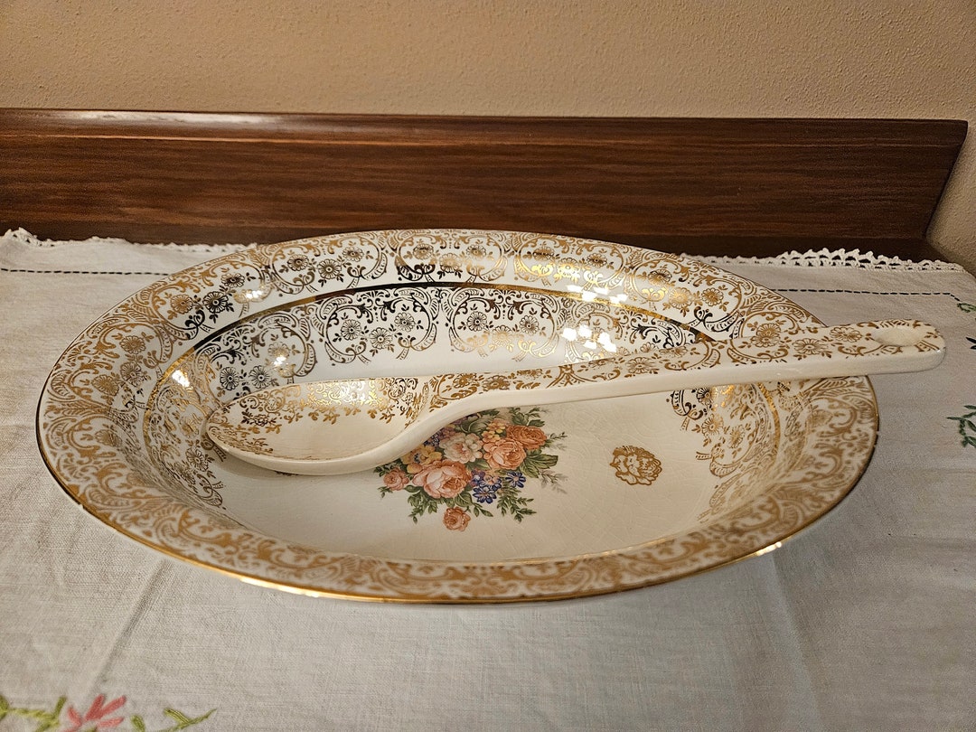 Vintage Royal China 22 Kt Gold Serving Bowl With Spoon - Etsy