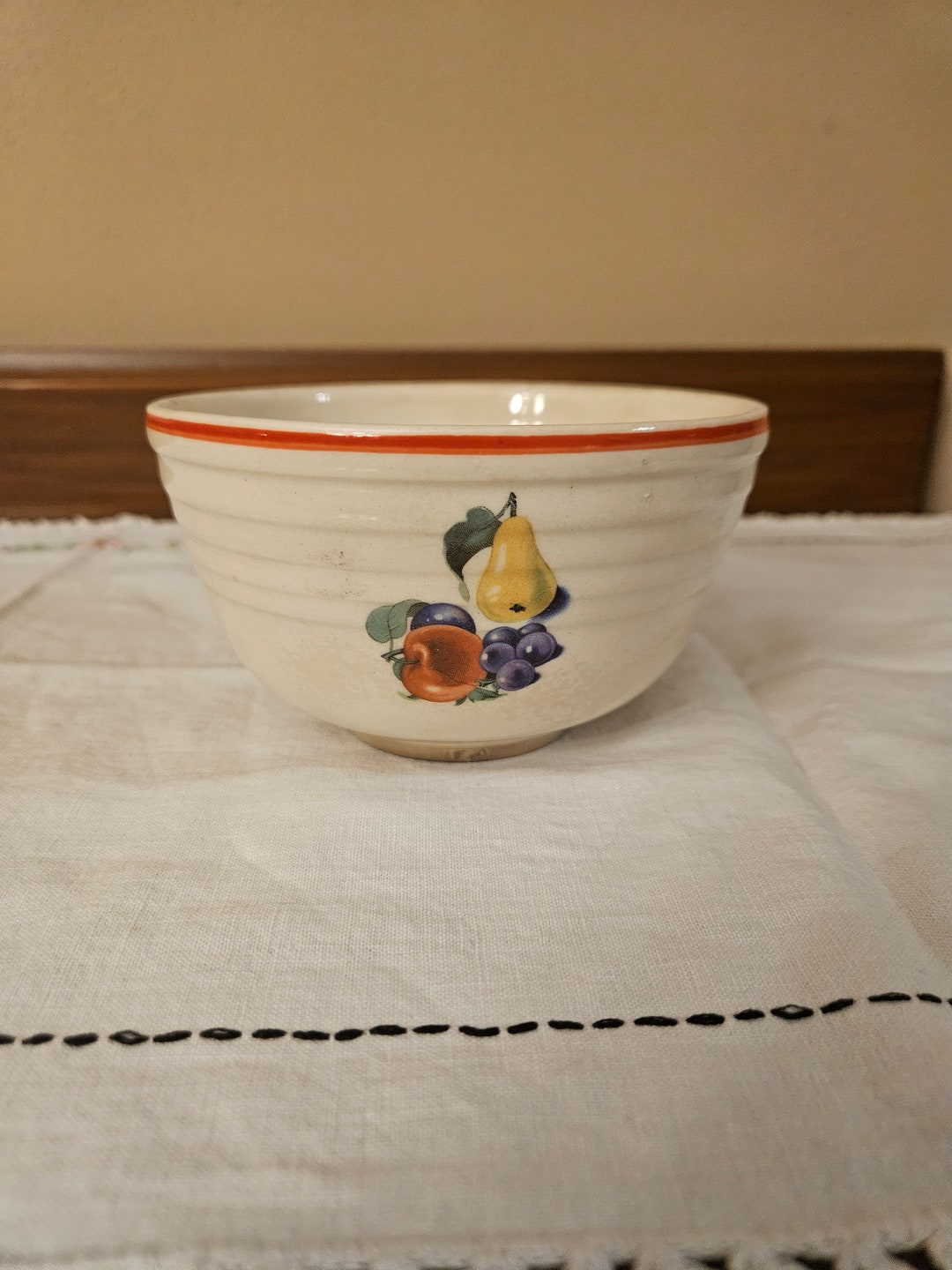 Vintage Small Farmhouse Pottery Fruit Pattern Mixing Bowl Bake Oven - Etsy